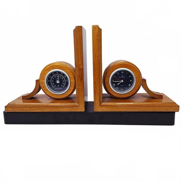 Accents | Nautica Wood Pair Of Bookends With Removable Clock ...